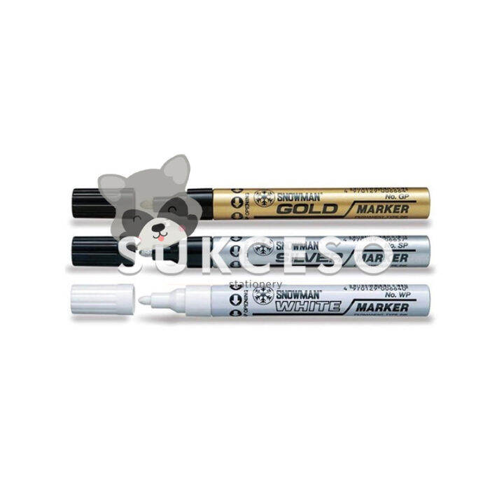 Snowman Paint Marker Gold, Silver & White Medium (Besar) Spidol ...