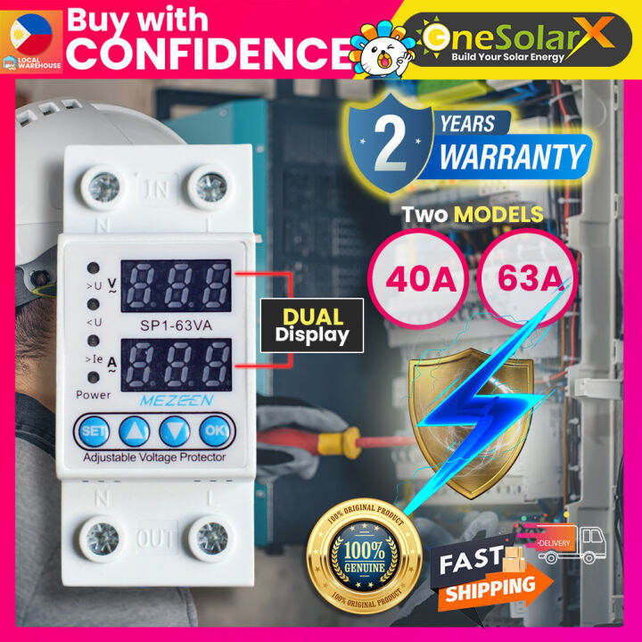 Adjustable Voltage Current Protector 40A/63A 2YRS Warranty Dual Display ...
