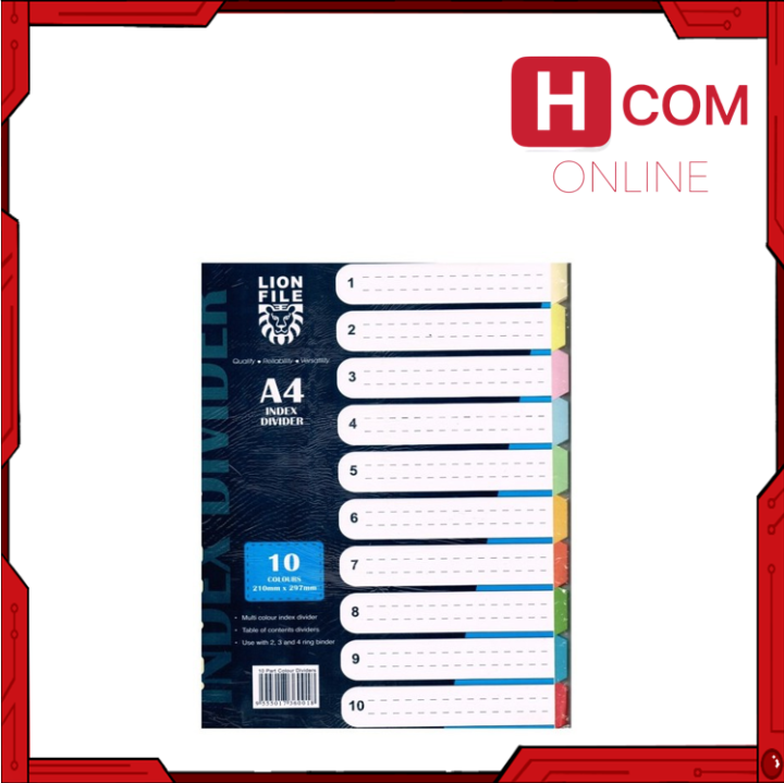 LION A4 10 Color Index Divider (5 Sets / Pack) | Lazada