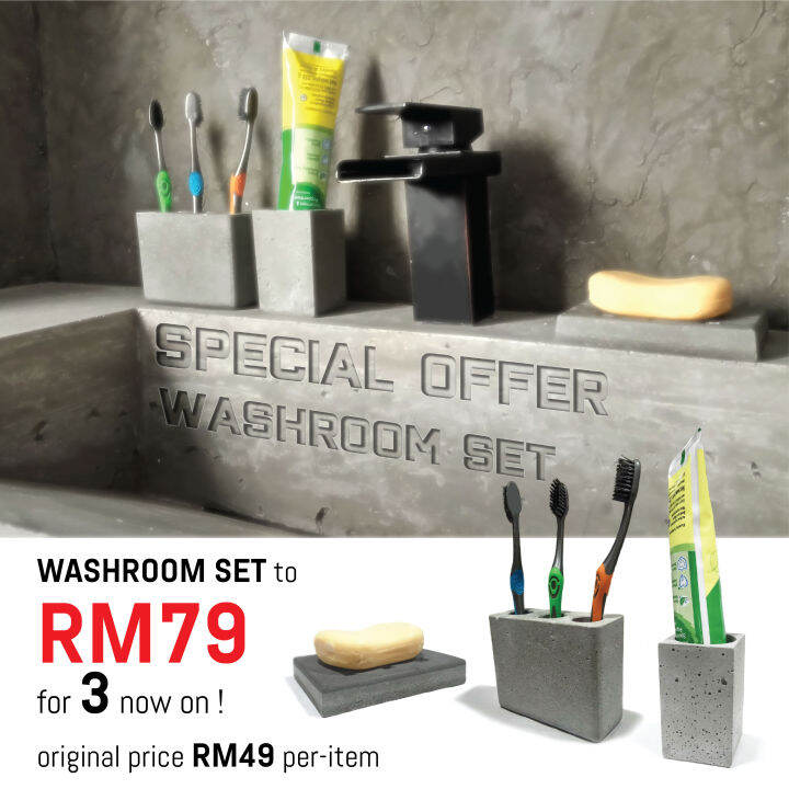 creative handicraft concrete washroom set | Lazada