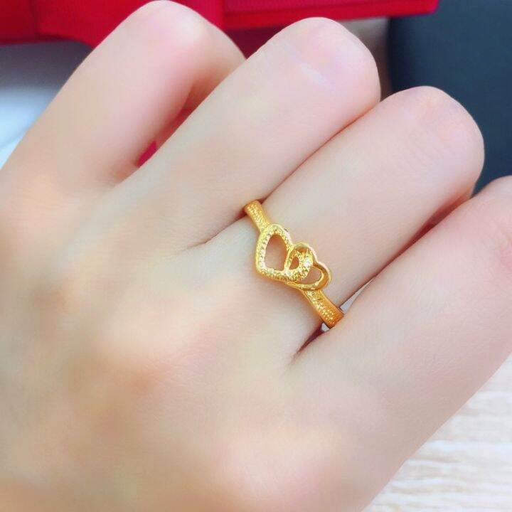 Vietnam Shajin ring double love jewelry gold-plated heart to heart ...