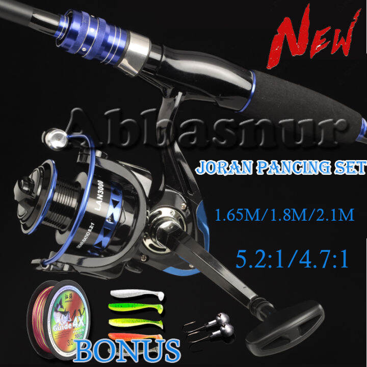 Spinning Fishing Rod 1.65M/1.8M/2.1M Joran Pancing 5.2:1/4.7:1 1 Set Reel Pancing Gulungan ...