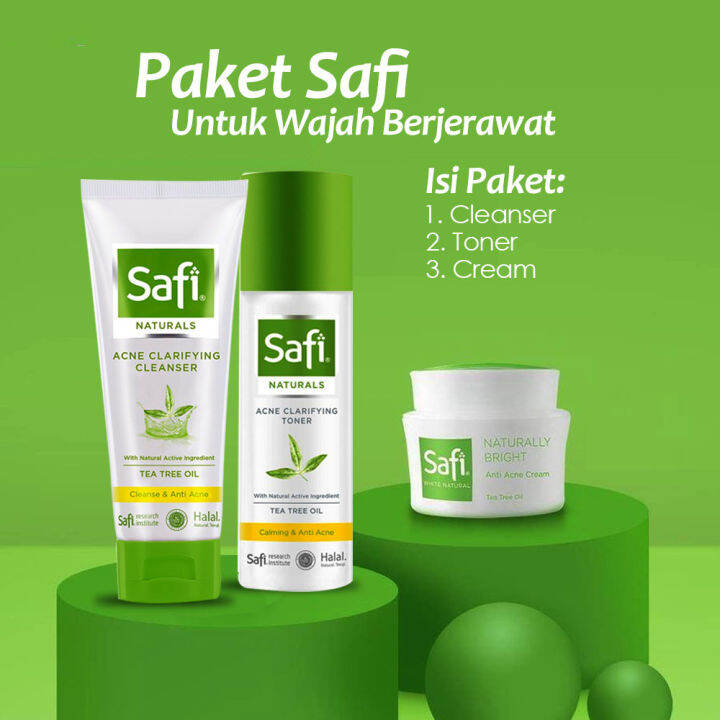 Paket SAFI White Natural Anti Acne Komplit Kemasan Besar ( Cleanser 100 ...
