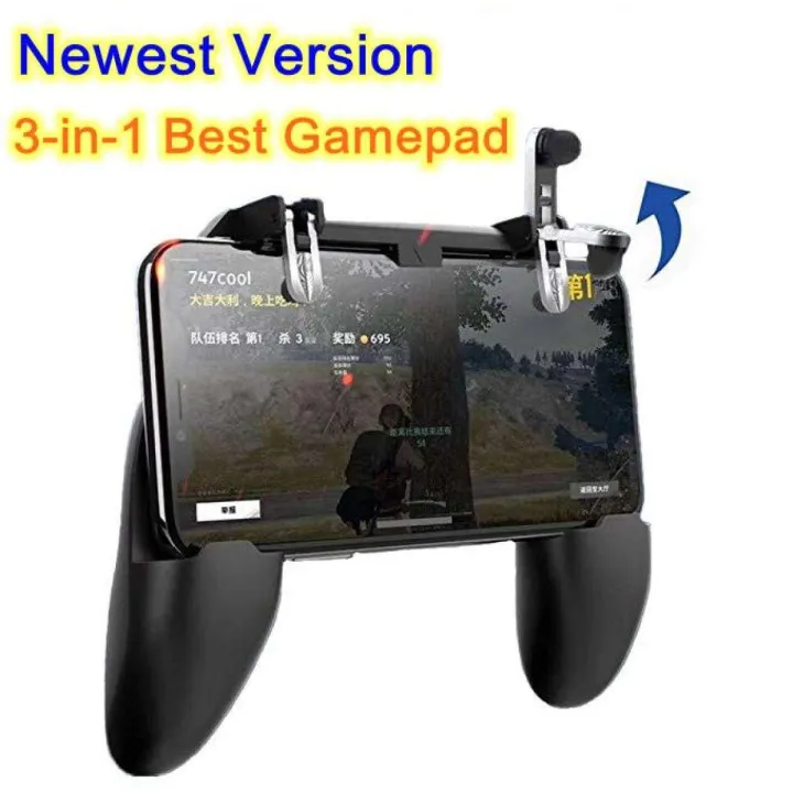 APOUS Mobile Phone W10 Gamepad Handle Wireless Controller for PUBG Gaming Joystick Aim Key ...