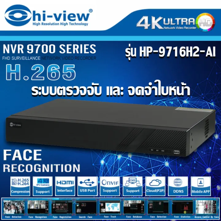 เครื่องบันทึก (NVR) Hi-view รุ่น HP-9716H2-AI 16Ch. รับประกัน 2ปี ...