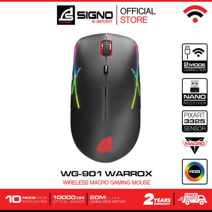 SIGNO E-Sport WARROX Wireless Macro Gaming Mouse รุ่น WG-901 (เกมส์มิ่ง เมาส์) | Lazada.co.th