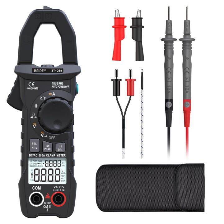 DC AC 600A Digital Clamp Meter True RMS Ammeter Pliers Inrush Current ...