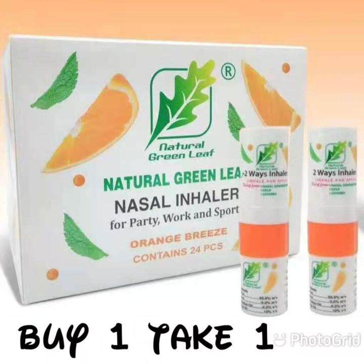 ( Buy 1 take 1 ) NATURAL GREEN LEAF 2 Ways Inhaler (Orange Breeze ...
