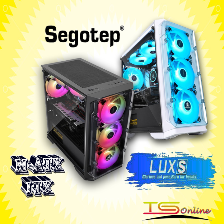 Segotep LUX S Tempered Glass M-ATX Gaming Casing With 3 RGB FAN (Black ...