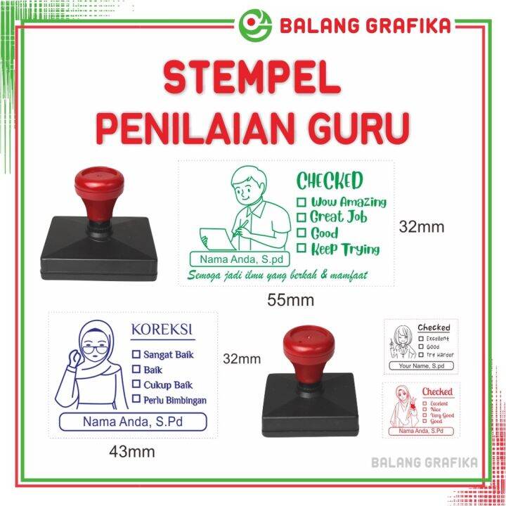 Stempel Nilai Guru Cap Koreksi Stamp Checked Teacher Stampel Penilaian ...