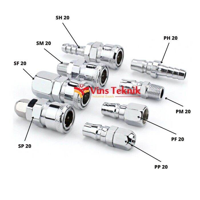 Quick Coupler Kopler Sambungan Selang Kompresor Neple Universal 1/4 ...