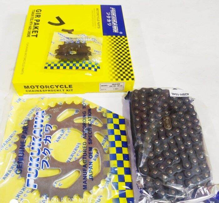 Gear Set Gir Paket FUKUKAWA SHOGUN 125 428H-100L 35T 15T Rantai dan ...