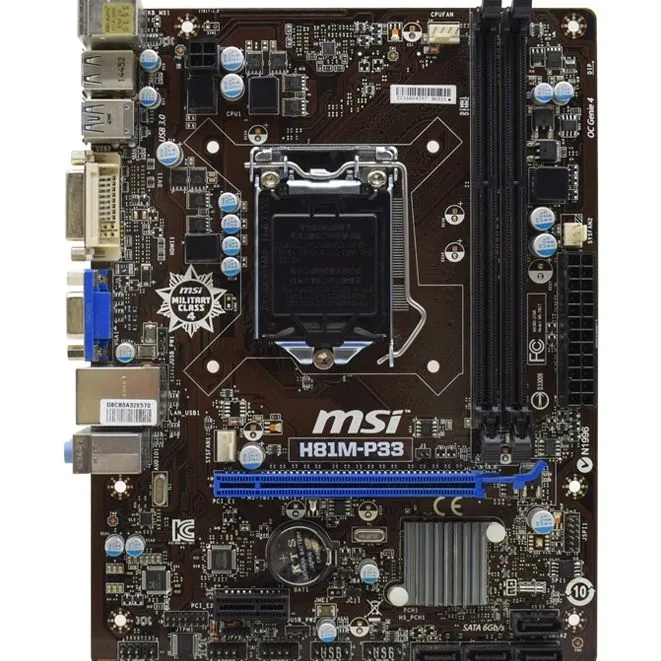 USED H81 Motherboard MSI H81M-P33 LGA 1150 4th Gen USB3.0 DDR3 H81M B85 ...
