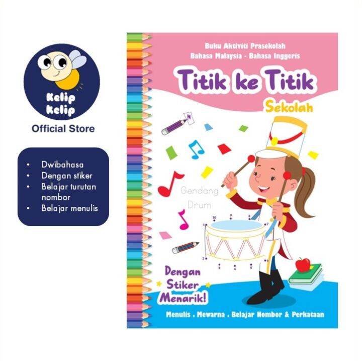 Buku Aktiviti Titik ke Titik (Dot to Dot) Sekolah Dengan Stiker Untuk ...