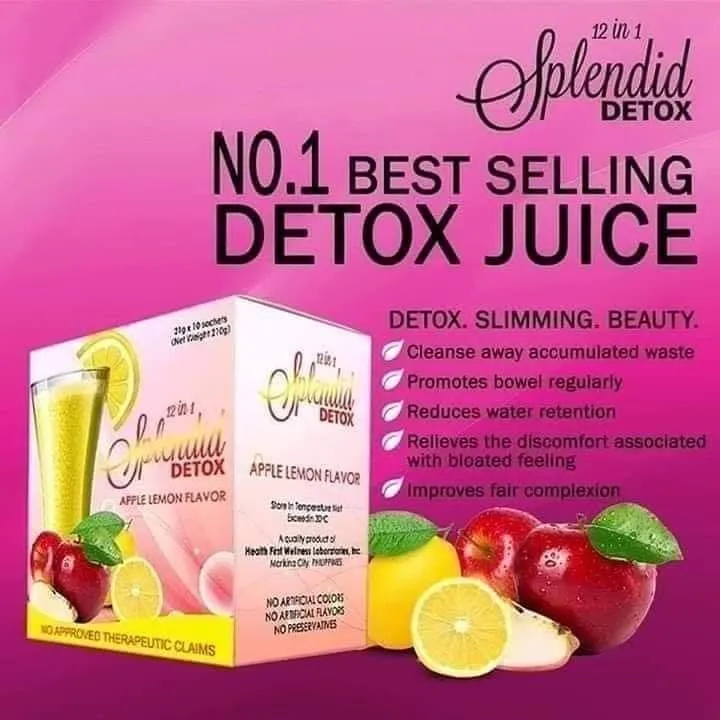 12 in 1 Splendid Detox (Slimming Juice) Apple Lemon Flavor (10 Sachets ...