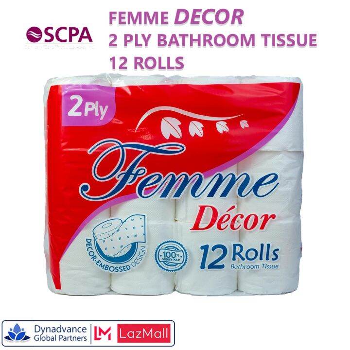 12 Rolls Femme Decor 2 Ply Bathroom Tissue | Lazada PH