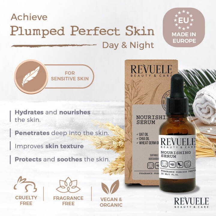 Revuele Nourishing Serum 30ml | Vegan & Organic, Fragrance Free ...