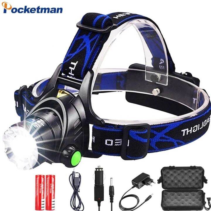 Super Bright LED Headlamp LED Head Torch Rechargeable Forehead Portable ...