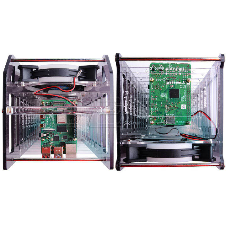 52Pi Rack Tower 8 Layer Acrylic Cluster Case Large Cooling Fan LED RGB ...