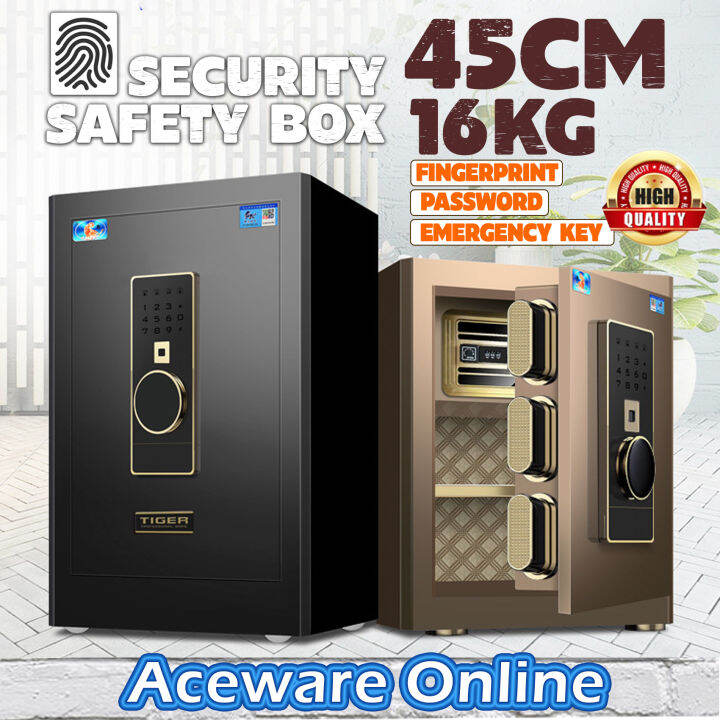 45CM Safety Box Fingerprint Digital Safety Box Money Box With Lock Safe Box Home Peti Besi ...