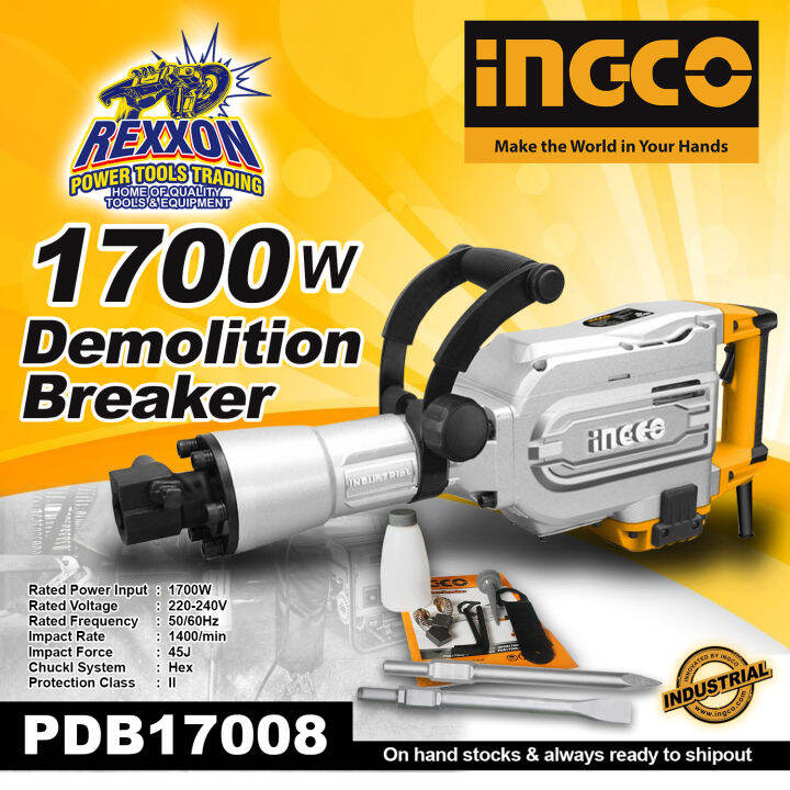 INGCO INDUSTRIAL 1700W Demolition Breaker PDB17008 Rexxon Power Tools ...