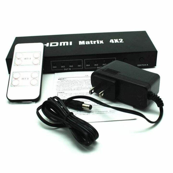 โปร++ HDMI Matrix 4x2 Switch HDMI Splitter with Audio Out,Remote ...