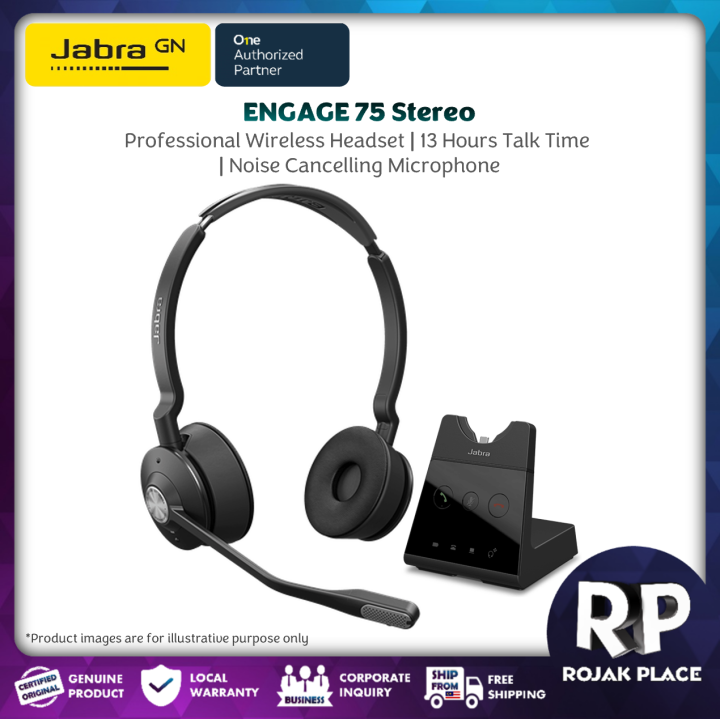 Jabra Engage 75 Stereo Professional Wireless Noise Cancelling Headsets with DECT & Bluetooth for ...