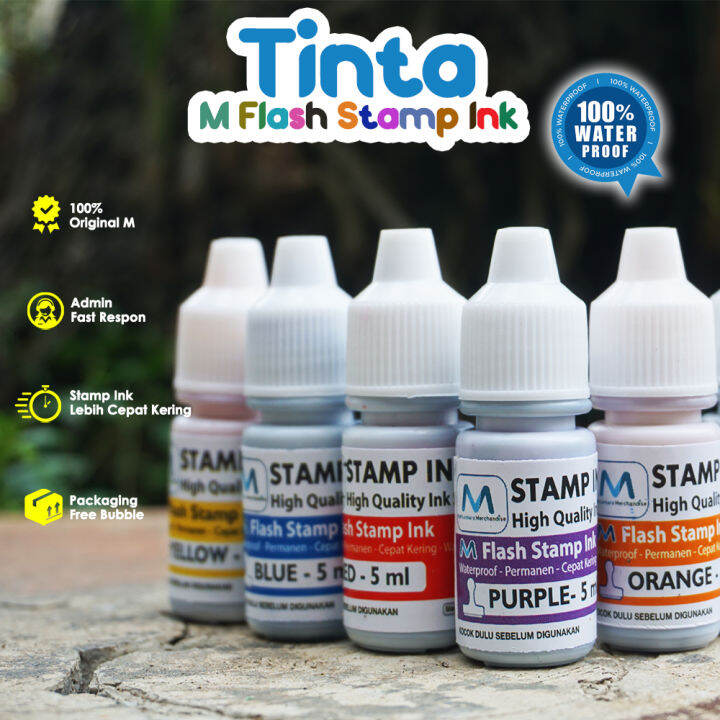 Tinta Stempel Otomatis 5ml | Tinta Stempel Flash | Tinta Refil Stempel Warna STAMP INK ANTI ...
