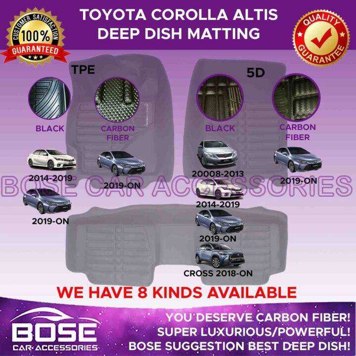 TPE / 5D Deep Dish Toyota Corolla Altis 2008 - 2022 Car Matting Carpet ...