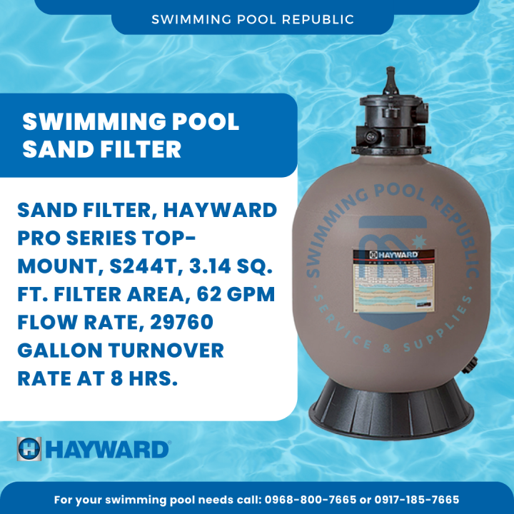 SWIMMING POOL SAND FILTER, HAYWARD PRO SERIES TOP-MOUNT, S244T, 3.14 SQ ...