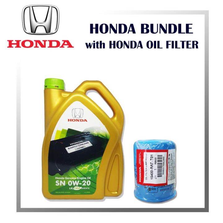 HONDA GENUINE FULLY SYNTHETIC ULTRA GREEN SN 0W-20 ENGINE OIL (4 Liters) with HONDA ORIGINAL OIL ...