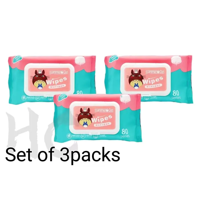 （Set of 3packs）BABY WET WIPES 80pcs per pack (Non-Alcohol） | Lazada PH