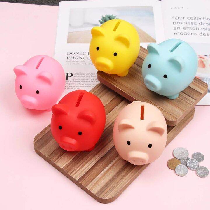 DJDK เหรียญพลาสติกรูปหมูการตกแต่งบ้านขนาดเล็กกันแตกกล่องเก็บของเหรียญ ...