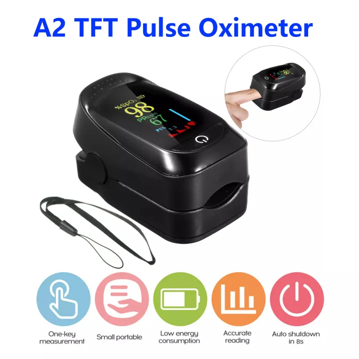 A2 TFT Display Fingertip Pulse Oximeter Blood Oxygen Sensor Saturation Mini SpO2 Monitor PR ...