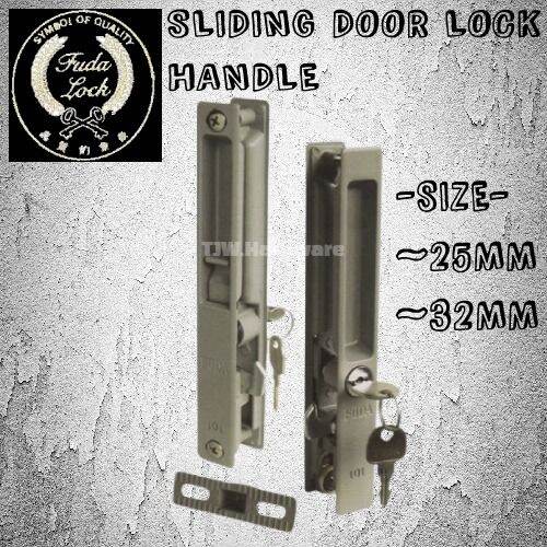 Fuda Slide Door Handle Lock Silver 25mm 32mm Sliding Door Hook Lock ...