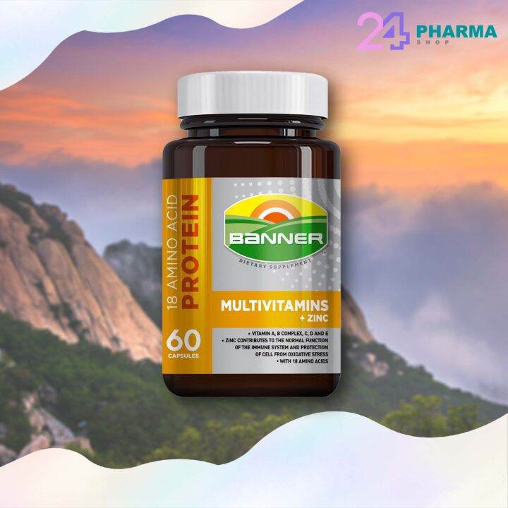 BANNER +PLUS MULTIVITAMINS +ZINC แบนเนอร์ พลัส 30, 60เม็ด (สีทอง ...