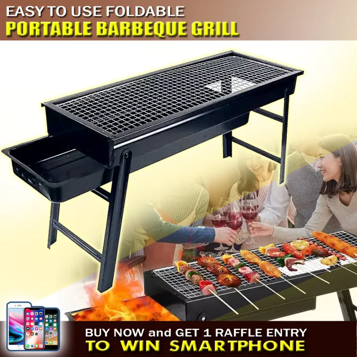 Original Stainless steel Portable Folding Charcoal BBQ Grill for 3 - 8 Person Outdoor Camping ...