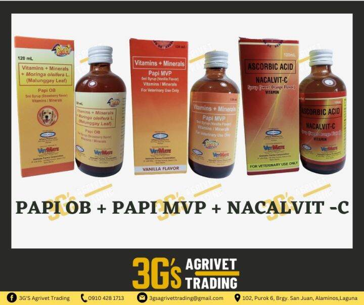 [3G AGRIVET] PAPI OB + PAPI MVP + NACALVIT - C / MULTI VITAMINS ...