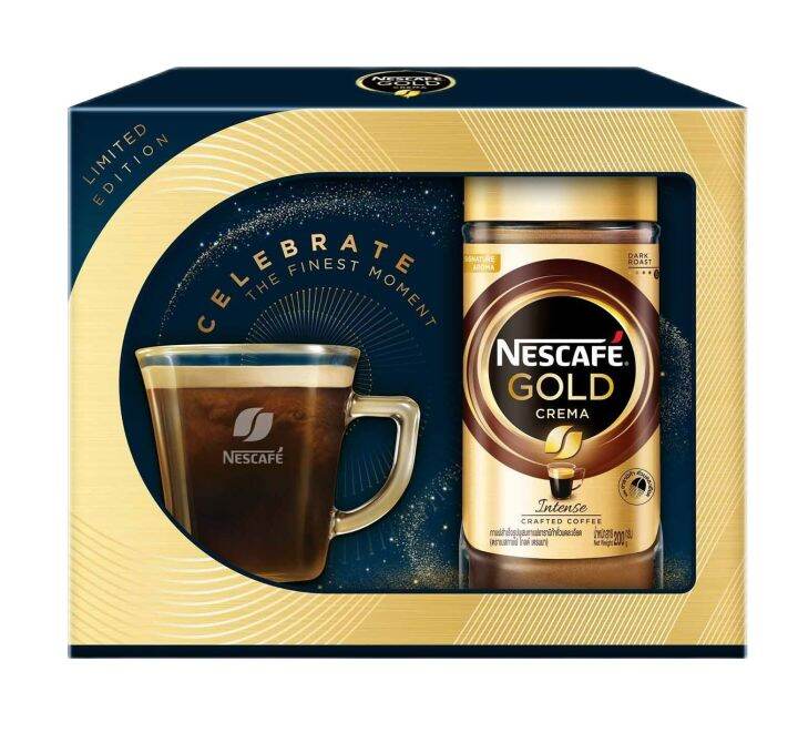 Nescafe Gold Crema Instant Coffee 200g. + แก้ว (Gift Set) เนสกาแฟ โกลด์ ...