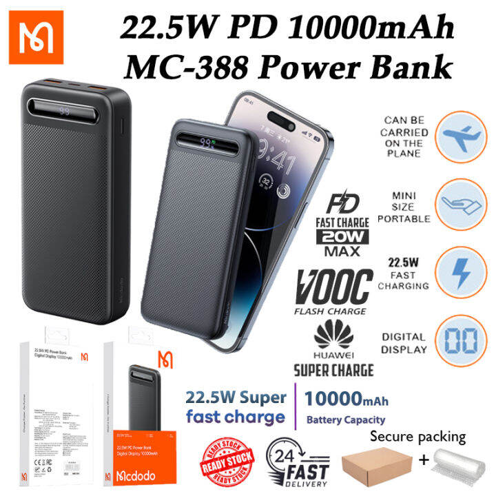 Mcdodo MC-388 (10000mAh) PD Power Bank 22.5W+20W Fast Charging Digital Display Powerbank | Lazada