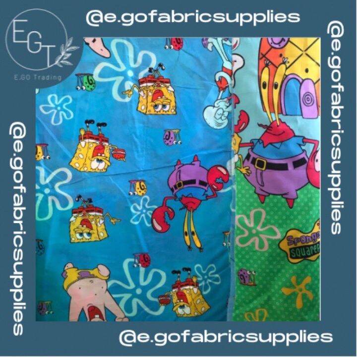 SPONGEBOB CHARACTER Premium Canadian Cotton Fabric 96'' Width (Sold ...