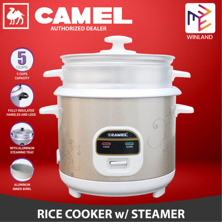 CAMEL by Winland CRC-1001S 1.0L 5 Cups 400W Glass Lid w/ Steamer Rice ...