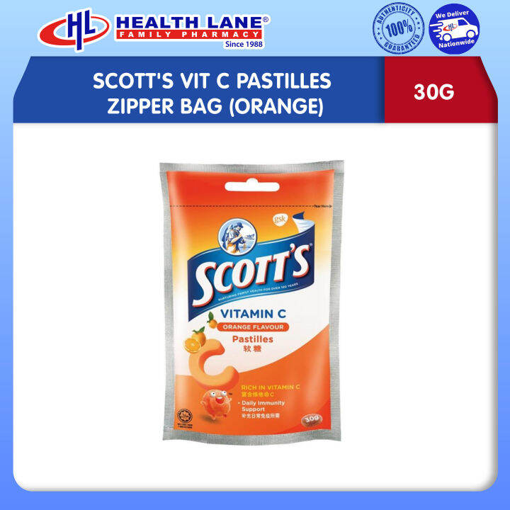 SCOTT'S VIT C PASTILLES ZIPPER BAG 30G - (ORANGE) | Lazada