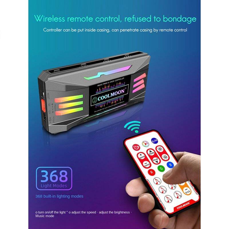COOLMOON Case Fan Controller PWM 4PIN Cooling Fan 5V 3PIN ARGB RGB for ...