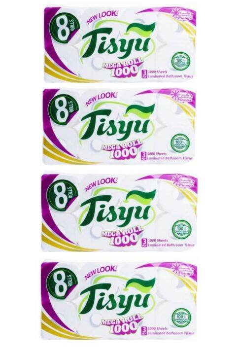 TISYU MEGA ROLL 3-PLY 8 ROLLS BATHROOM TISSUE by 4 Packs(32 Rolls ...