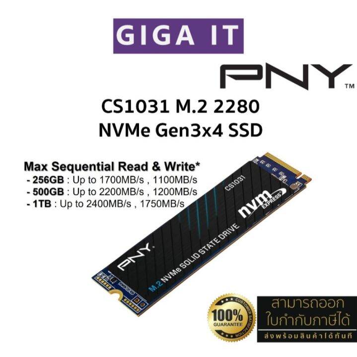 CS1031 M.2 2280 NVMe Gen3x4 SSD 256GB/ 500GB/ 1TB สินค้าแท้ ประกันศูนย์ 5 ปี | Lazada.co.th