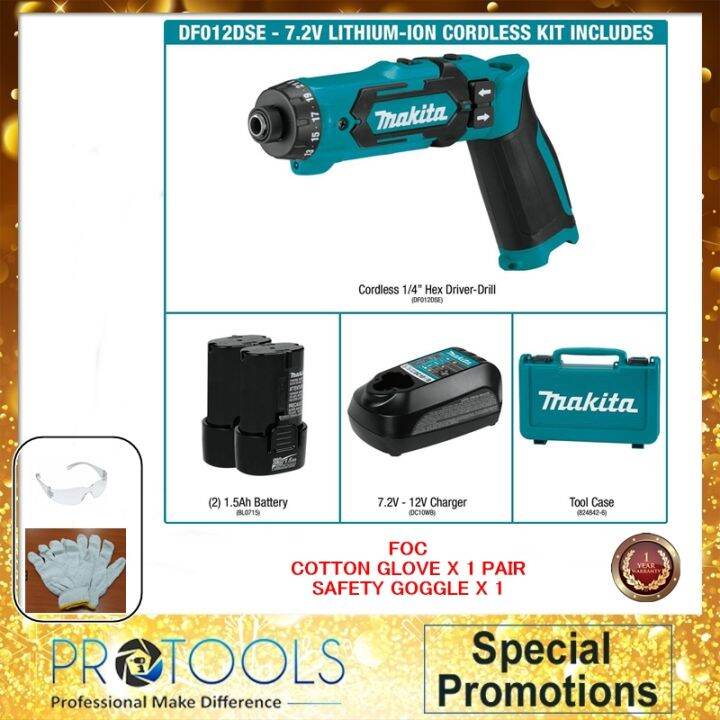 Makita Cordless Driver with Torque Adjustment 7.2V DF012DSE COMBO SET ...