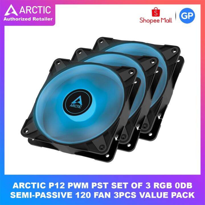 Arctic P12 PWM PST SET OF 3 RGB 0dB Semi-Passive 120 Fan 3pcs Value ...