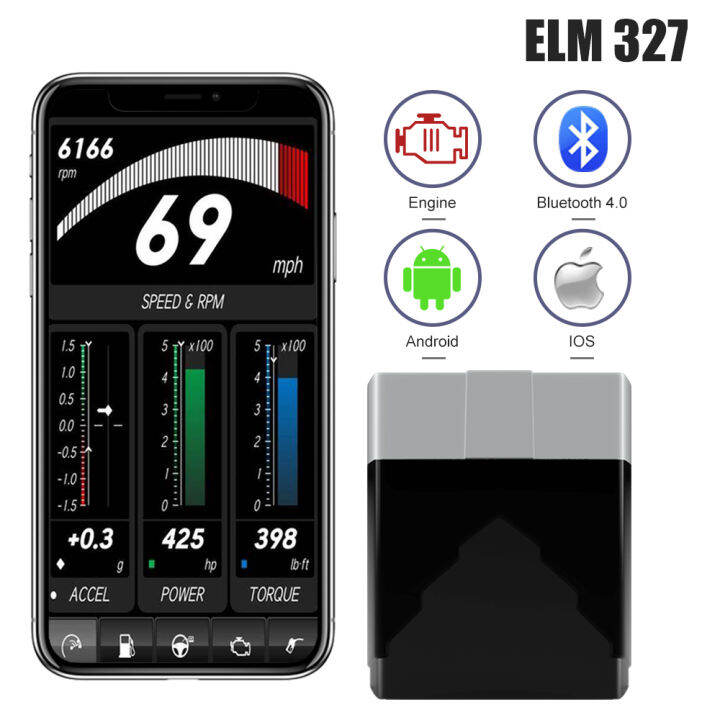 อะแดปเตอร์ V2.2เอล์ม327บลูทูธที่เข้ากันได้กับ4.0 ELM327เฟิร์มแวร์2.2แอน ...