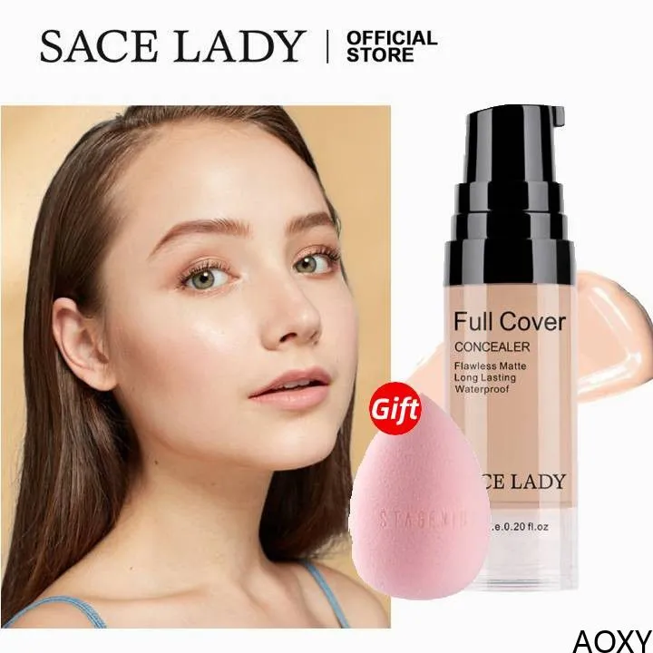SACE LADY Concealer Liquid Foundation Natural Lasting Waterproof Long Wear bb Cream with free ...